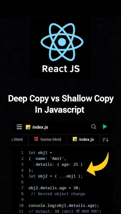 Deep Copy vs Shallow Copy in JavaScript 🤯 | Must-Know JS Concept #short#shorts#js#javascript ...