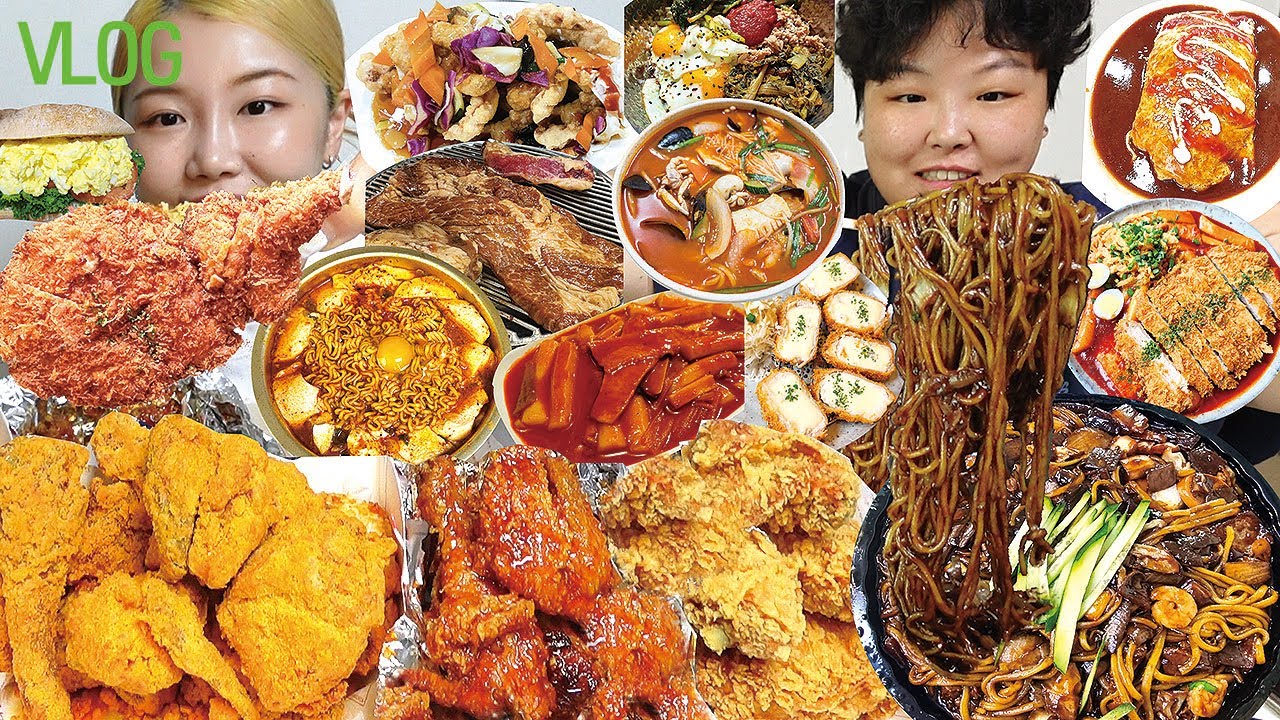 먹방 브이로그 분식 치킨 중식 무한 흡입😋 후참잘 핫토스치킨 양념치킨 짜장면 탕수육 떡볶이 오므라이스 돈까스 순두부찌개 김밥