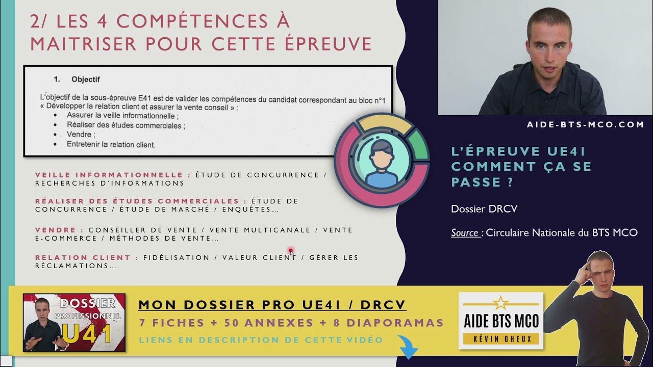 BTS MCO / Dossier U41 DRCV : les 4 compétences à maitriser pour réussir son épreuve - YouTube