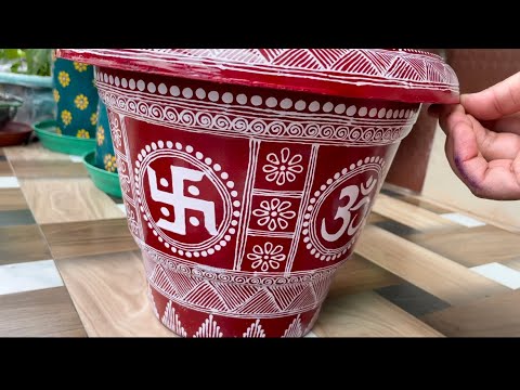 Aipan on tulsi pot/ Aipan / Uttarakhand - YouTube