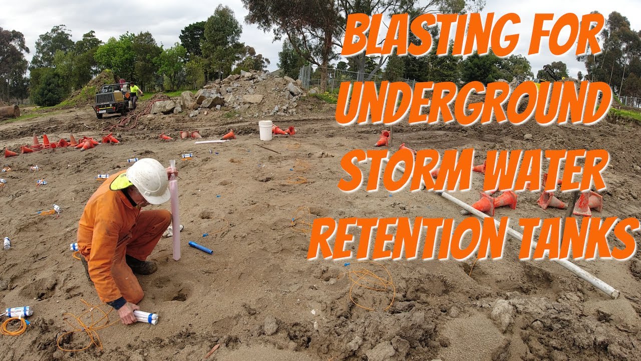 Blasting for underground storm water retention tanks - YouTube
