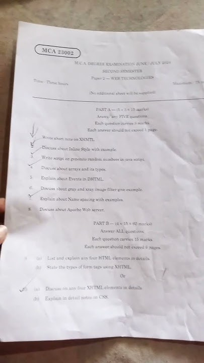 #Mca web technology question paper in 2024.#important questions in ...