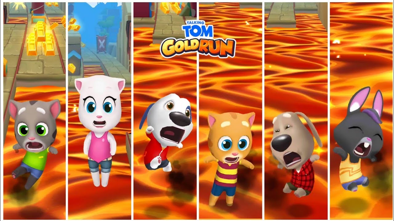 Talking Tom Gold Run All Characters Quick Lava Down Funny Fails in Lost ...