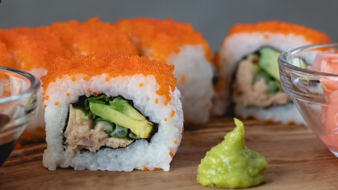 Homemade Tuna Masago Sushi Rolls | Easy and Delicious Sushi Recipe Tutorial - YouTube