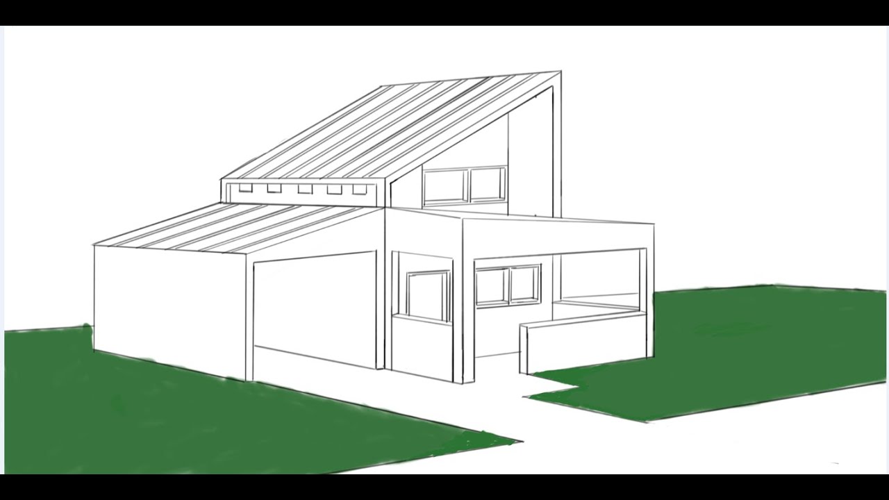 How I design a 2D small house with a garage and sloping roof - YouTube