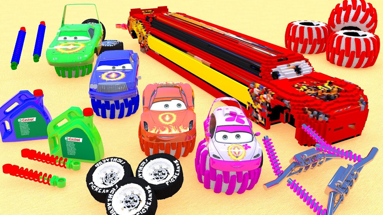 McQueen Model, Police car, Excavator, Fire truck, JCB, Car SPIKES in ...