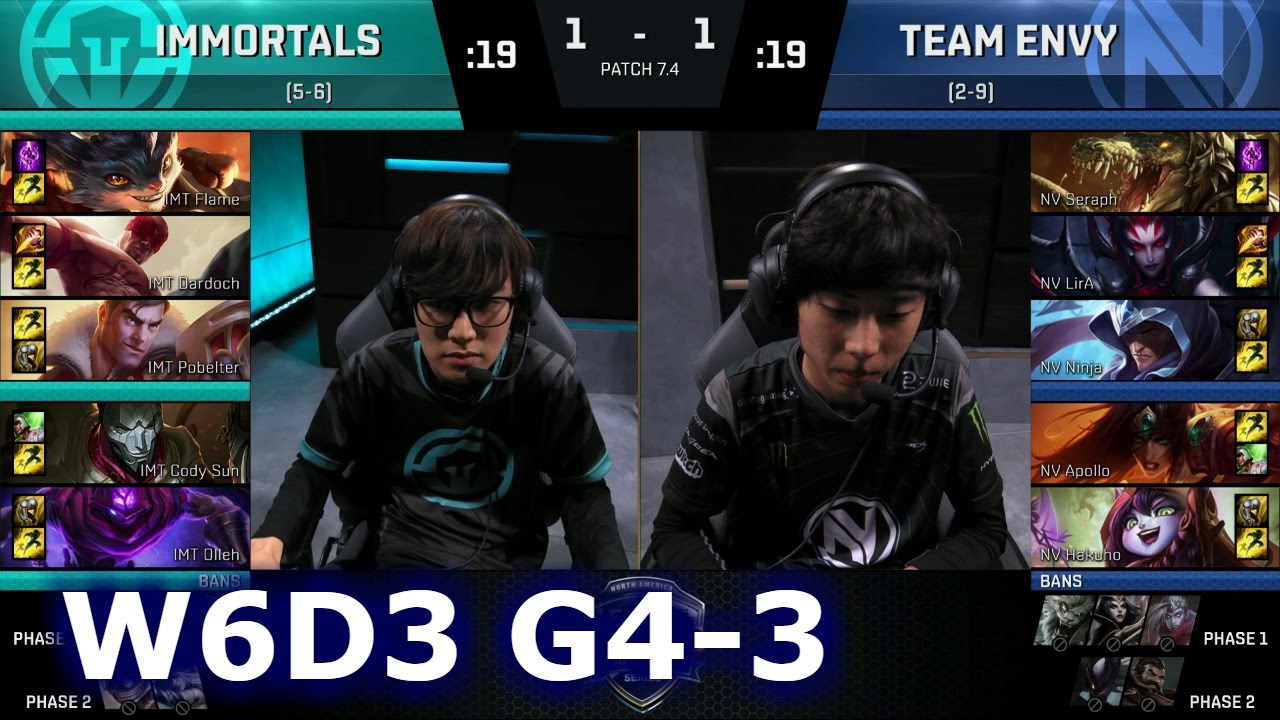 Immortals vs Team EnVyUs Game 3 | S7 NA LCS Spring 2017 Week 6 Day 3 ...