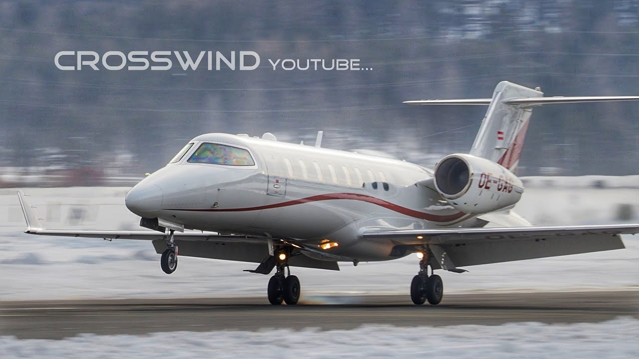 Learjet 75 Bombardier | Landing and Takeoff | Engadin Airport 02.01. ...