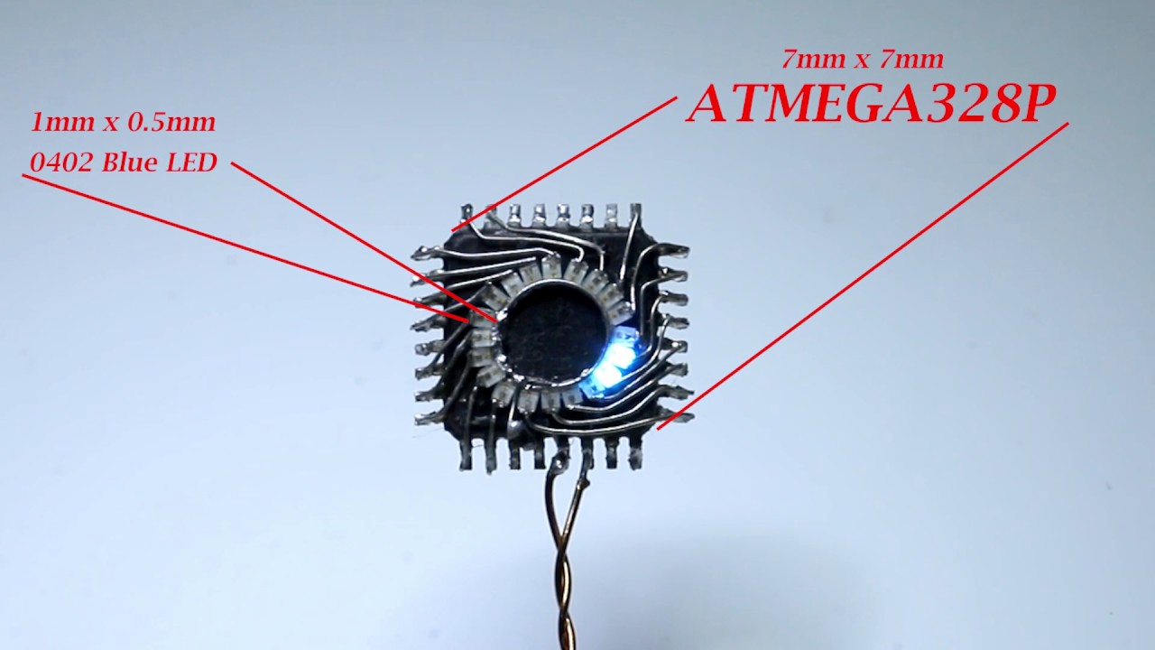 Pico 0402 blue LED dead bug style soldering. - YouTube