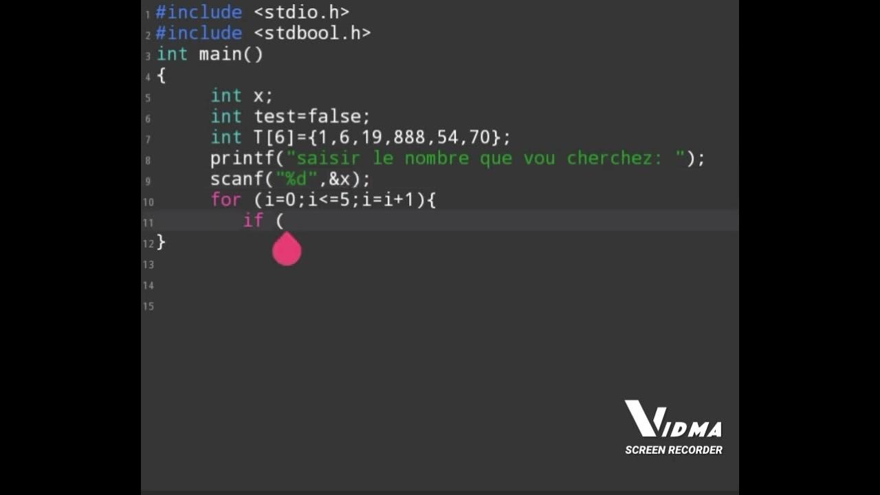 chercher un nombre dans un tableau ( programmation c) - YouTube
