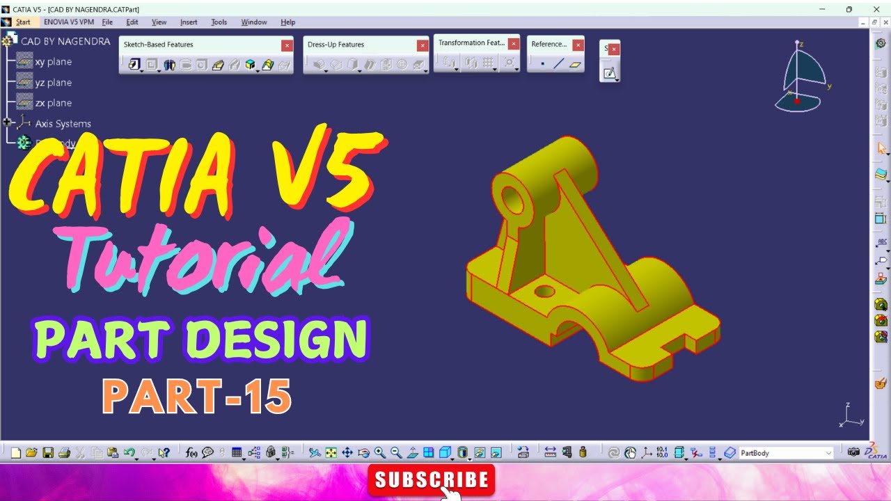 CATIA V5 Part Design Tutorials Part-15 | Practice Exercise using Pad ...