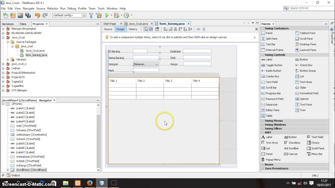 Tutorial Pemrograman Java Membuat CRUD Data Barang Menggunakan NetBeans Part1 - YouTube