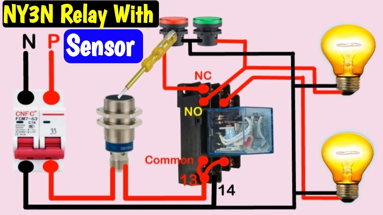 MY3N Relay Connection With Sensor || PNP Proximity Sensor and Relay ...