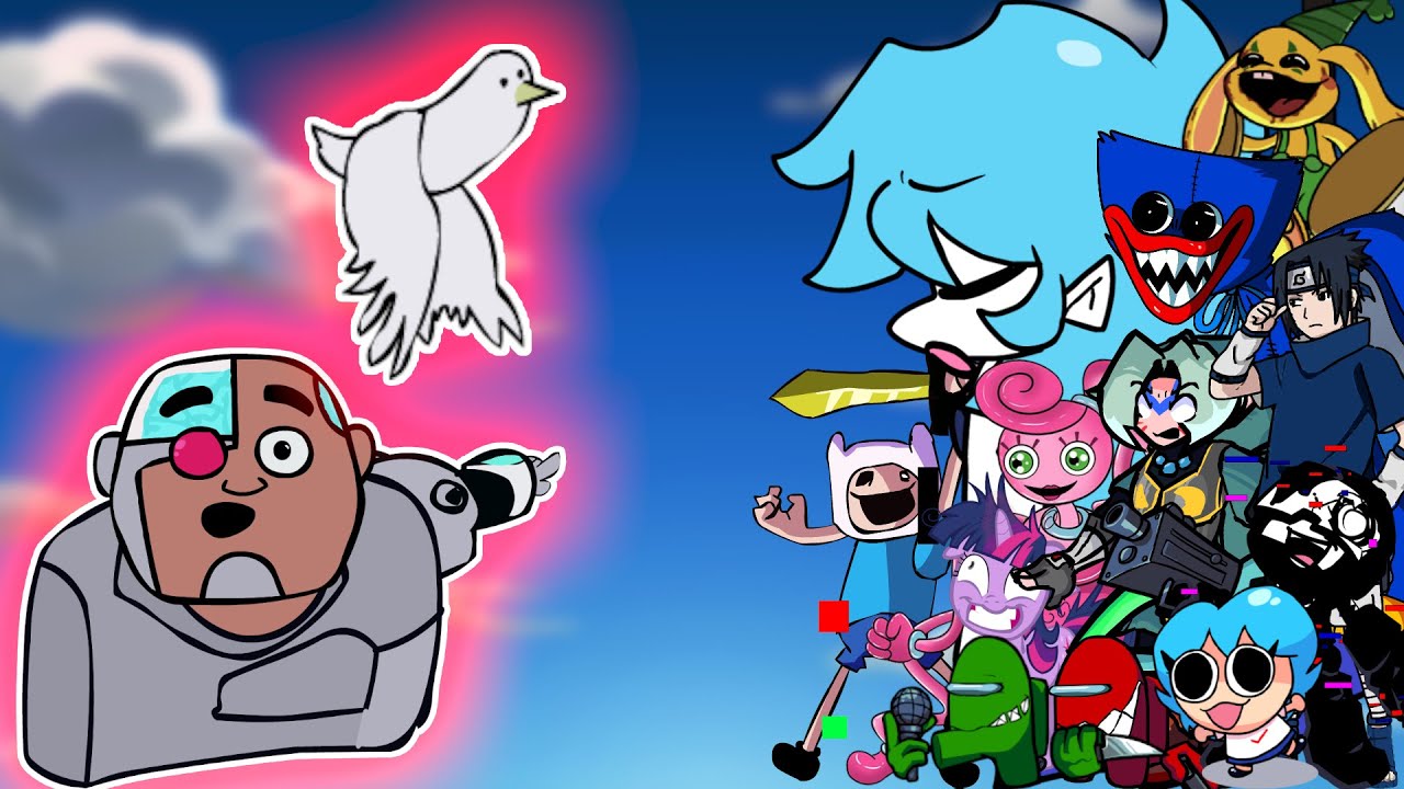 FNF Look(Vs Cyborg) But Different Characters Sing It🎵 Everyone Guys ...