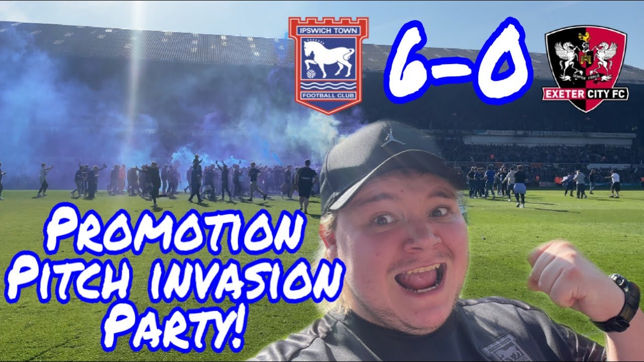 Ipswich Town Promotion Party Vlog! + Pitch invasion + 6 NIL WIN! - YouTube