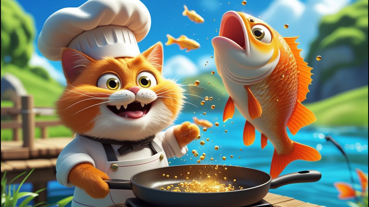 A funny cat chef named Whiskers wants to cook fish. - YouTube