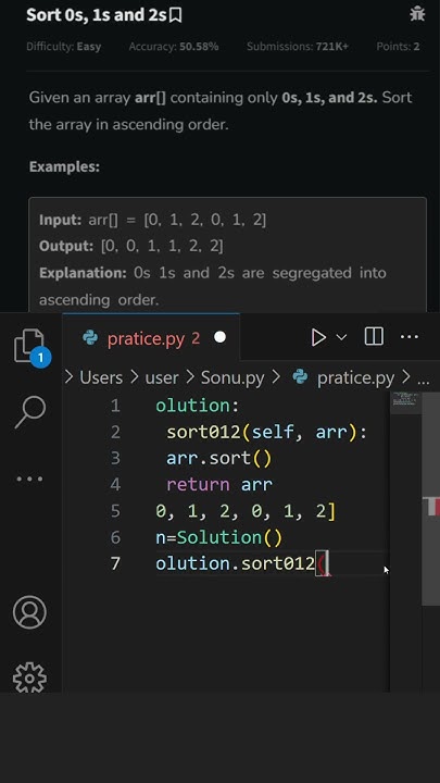 Python Trick To Sort 0s 1s And 2s 🐍 Pythontips Codingshorts Learnpython Youtube