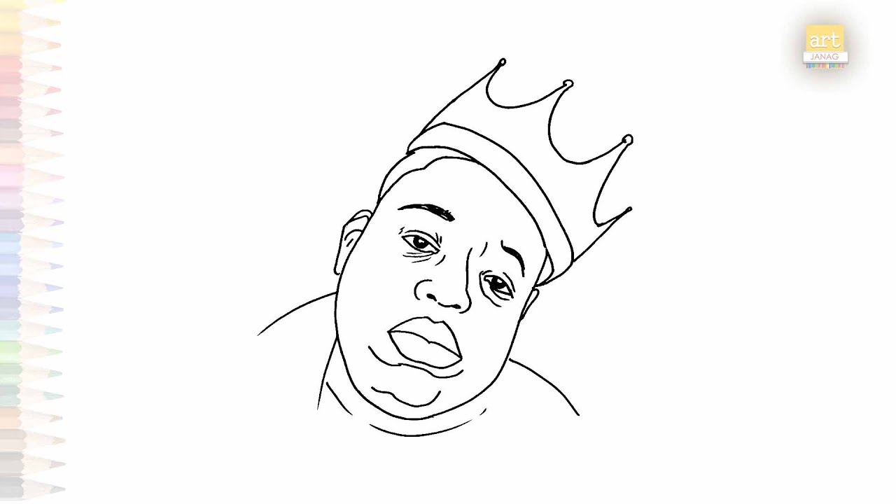 Biggie Smalls Zeichnung Umriss UNTERRICHTS MATERIAL KIWI