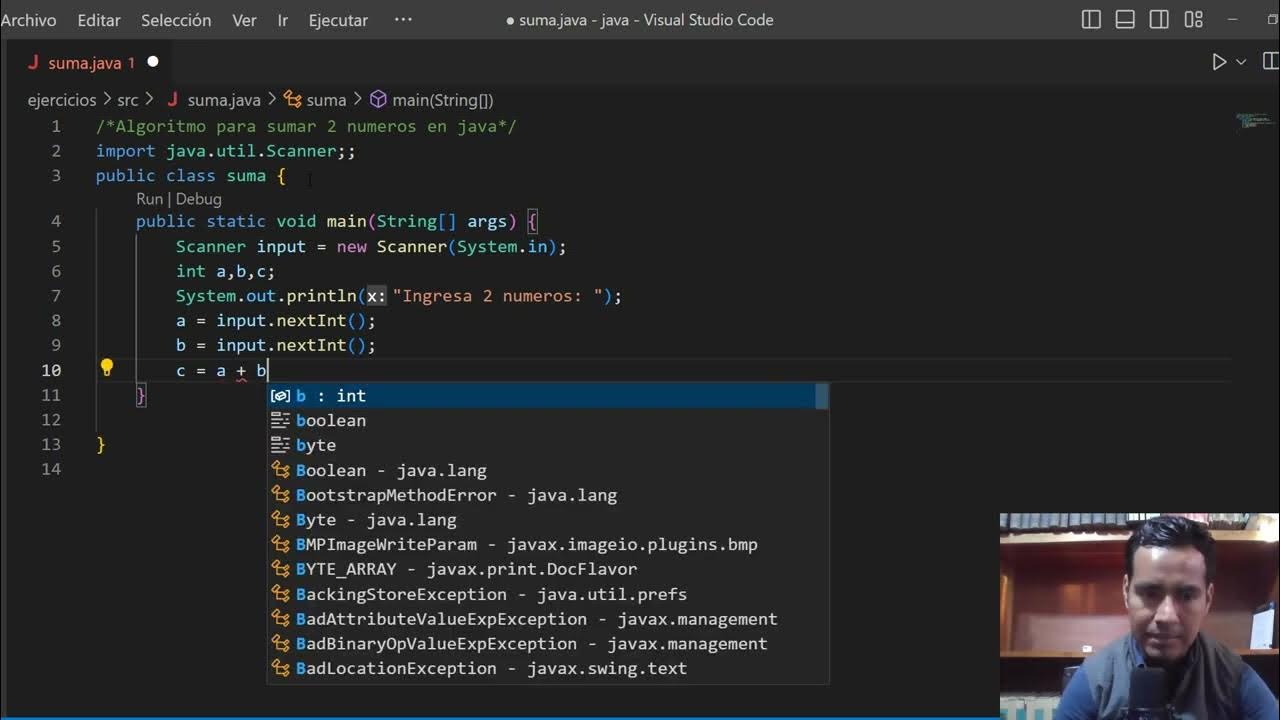 Programa para sumar dos numeros en java - YouTube
