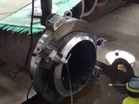 Compound bevel preparation pipe cold cutting beveling machine - YouTube