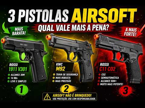 Pistola Airsoft Custo Benefício 2026 I Comparativo das 3 Pistolas Mais Vendidas para Airsoft