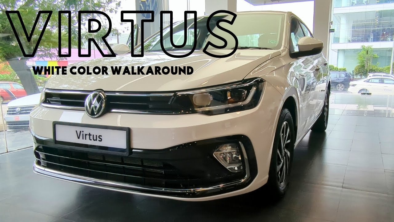 Volkswagen Virtus WHITE COLOR walkaround | Virtus Topline White color # ...