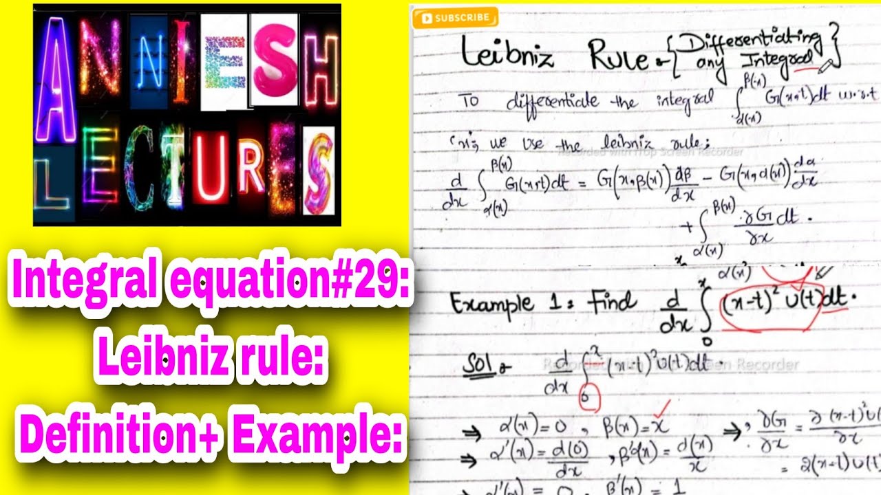 |Integral equation|Definition and example of leibniz rule ...