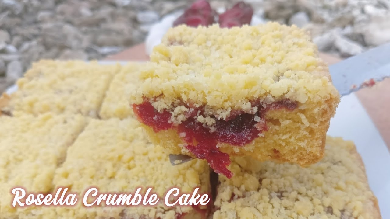 Resep Cake Rosella dengan Topping Crumble | Rosella Jam Crumble Cake ...