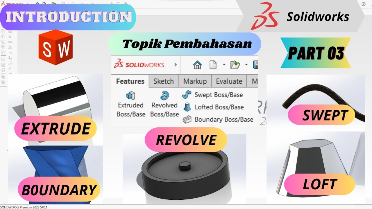 Tutorial Solidworks Pemula (Topik Bahasan: Extrude, Revolve, Swept ...