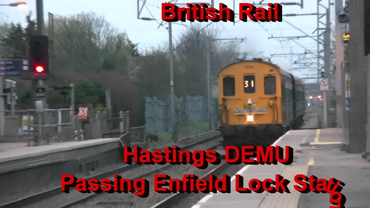 BRITISH RAIL Hastings DEMU Passing Enfield Lock 26/3/11 - YouTube