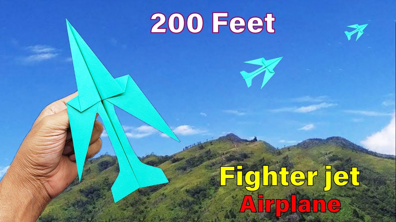 How to Make a Jet Fighter Paper Airplane that Fly Far - 200 Feet - YouTube