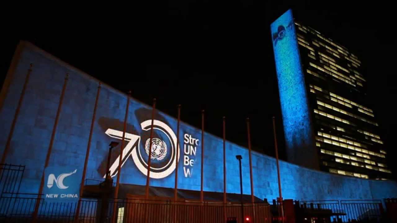 Sustainable Development Goals light show at UN Headquarters - YouTube