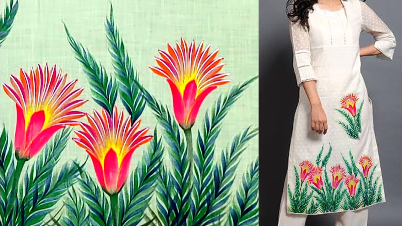 best kurti design 😨🏆 | kurti fabric painting | simple kurti design | # ...