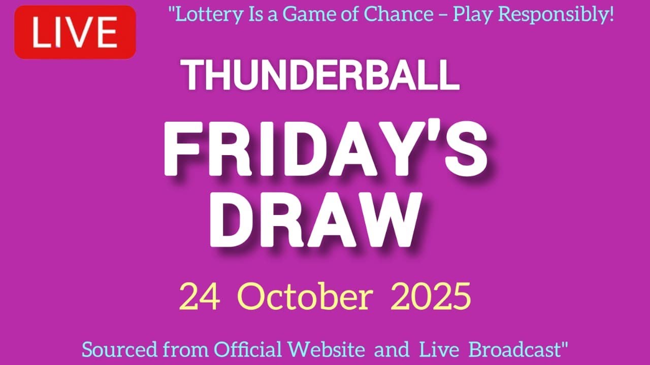 National Lottery Thunderball draw live tonight results from friday 24 ...