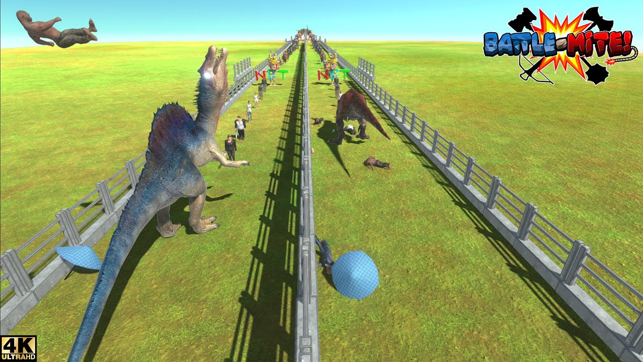 BATTLE RACE with SPINO and T-REX | BATTLE RACE | ANIMAL REVOLT BATTLE ...
