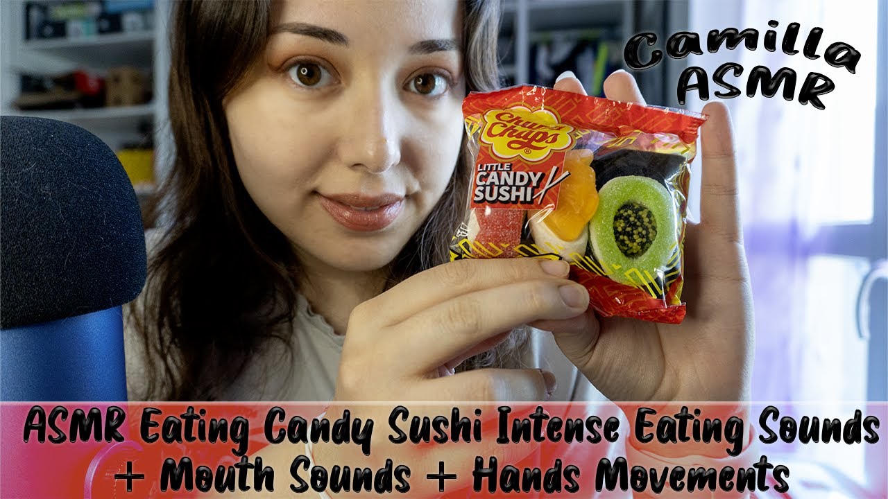 ASMR Eating Candy Sushi Intense Eating Sounds + Mouth Sounds + Hands ...