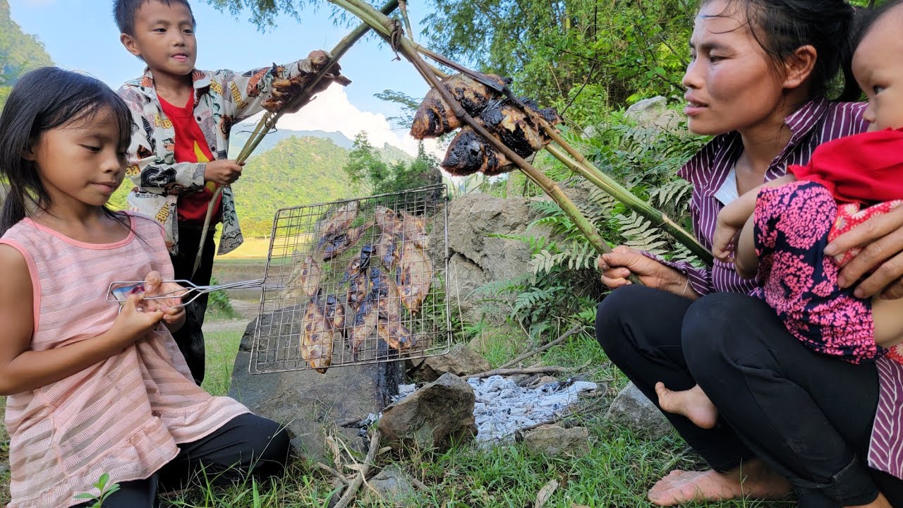 One beautiful day, Dia took the children fishing and enjoyed grilled ...