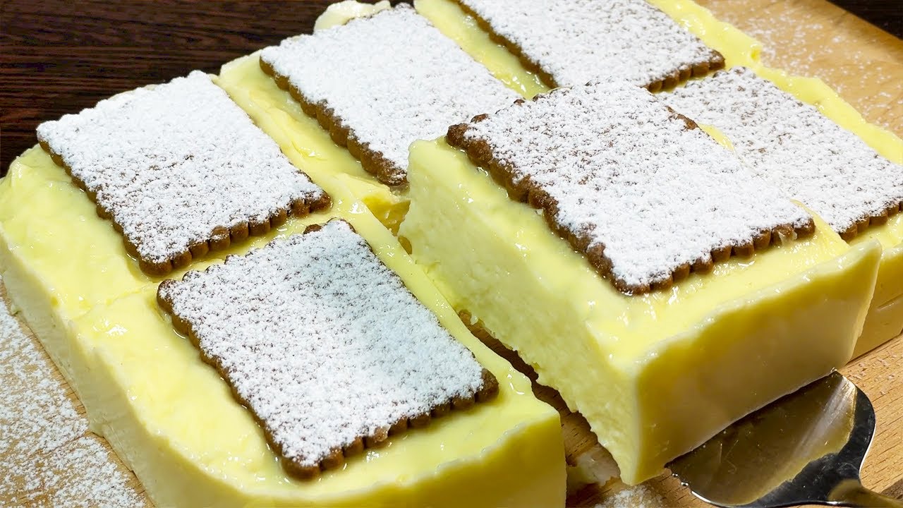 Cream dessert without baking and gelatin!! Very simple and delicious ...