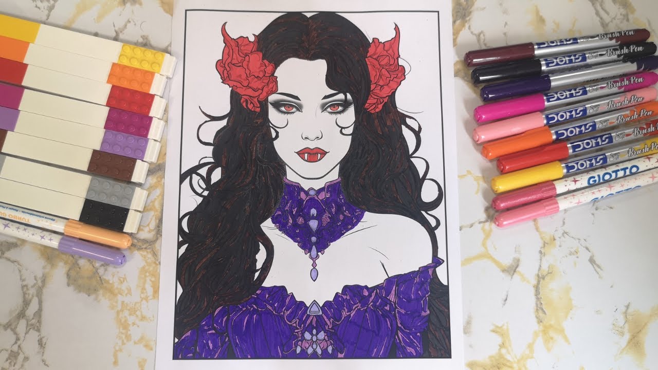 Vampire Girls Coloring Pages AMSR Relax Color Book | DavidFreeColoring ...