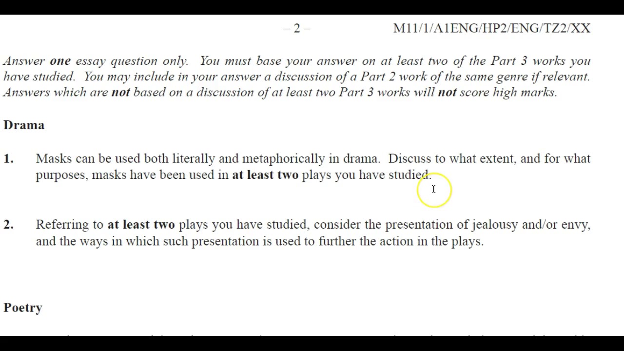 IB English PAPER 2 Exam Booklet - YouTube