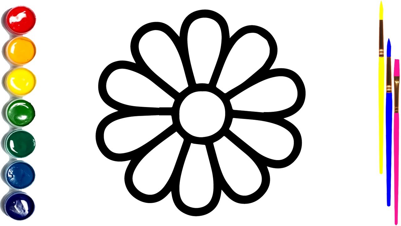 How to draw a rainbow flower drawing Easy colourful flower - YouTube