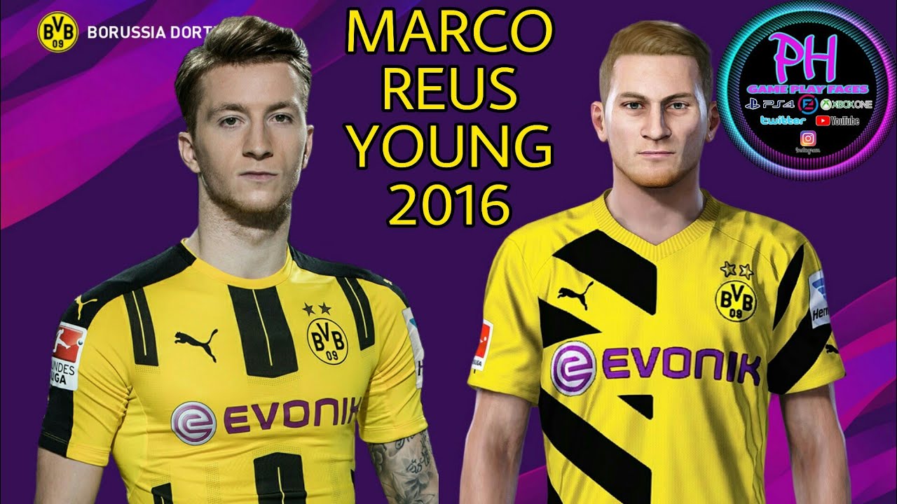 FACE DO MARCO REUS YOUNG 2016 (BORUSSIA DORTMUND) NO PES 2020 - YouTube