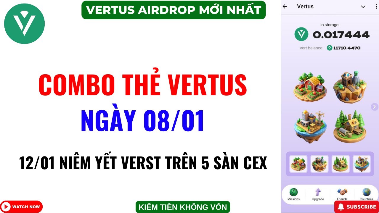 Vertus Airdrop - Combo Vertus Ngày 08/01 - Vertus Niêm Yết Ngày 12/01 ...