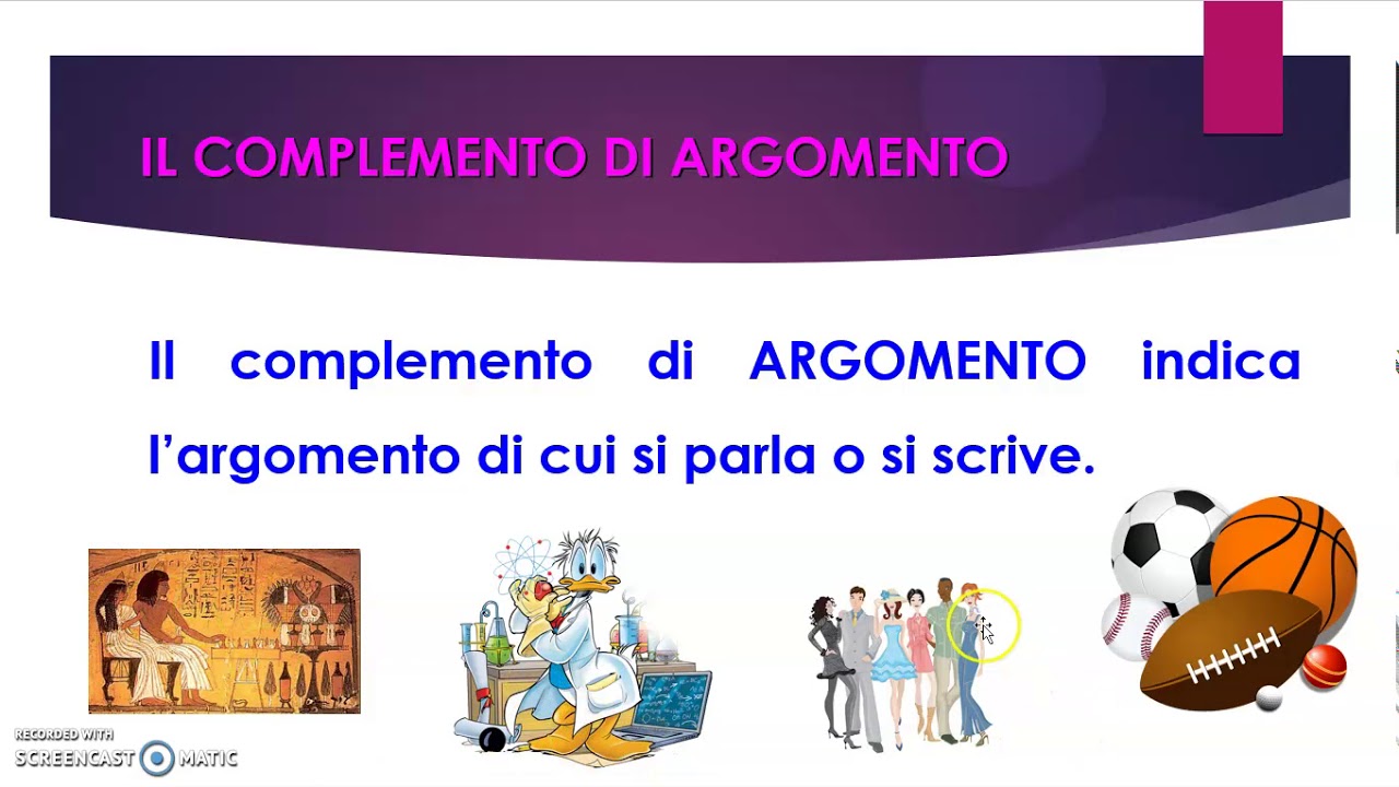 COMPLEMENTO DI SPECIFICAZIONE, ARGOMENTO E MATERIA - YouTube