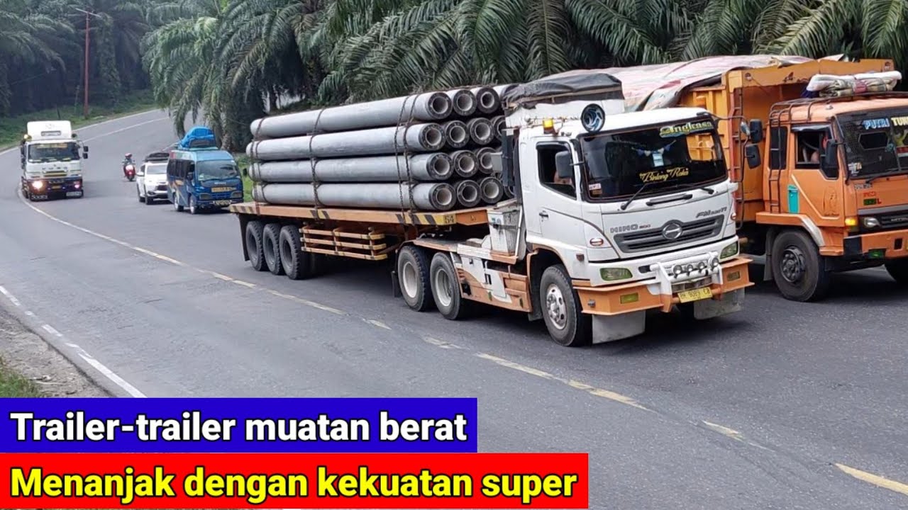 Trailer trailer muatan berat menanjak dengan kekuatan super - YouTube