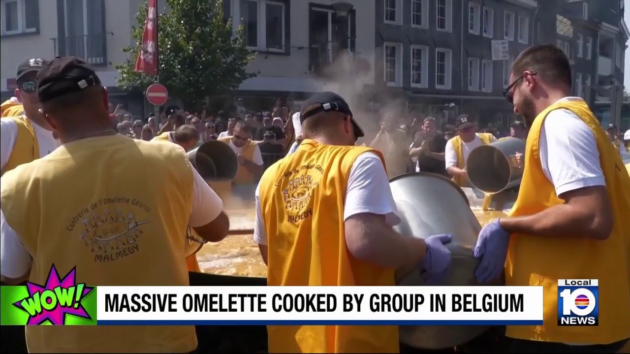 Belgians gather to feast on giant omelet made of thousands of eggs ...