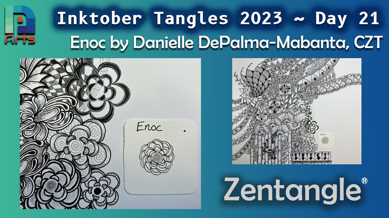 Inktober Tangles 2023 ~ Day 21 ~ Enoc ~ How to draw - YouTube