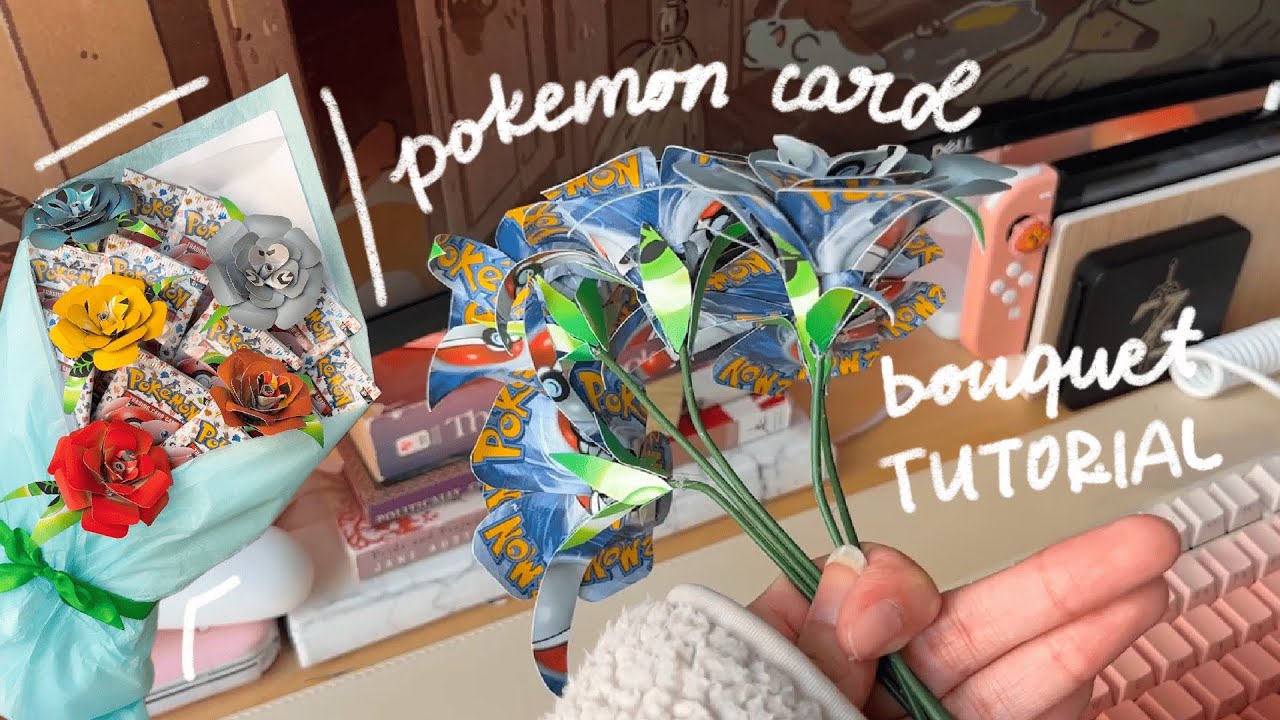 Pokemon Card Flower Bouquet Tutorial | Last Minute Gift Ideas - YouTube