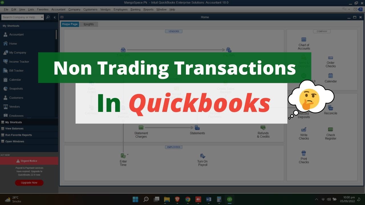 How to Enter Non Trading Transactions in QuickBooks - YouTube