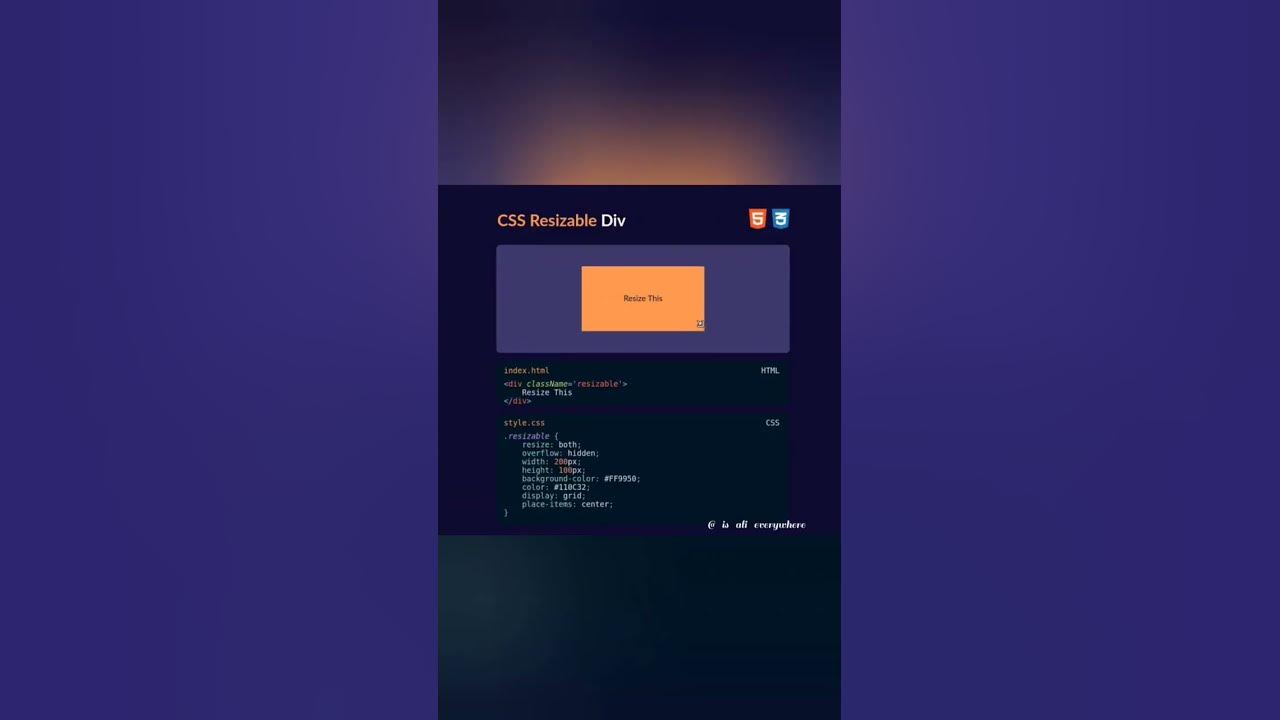 Css Hack 10 You Can Make Resizable Div Or Or Other Html Elements With Css Resize Property🚀 1861